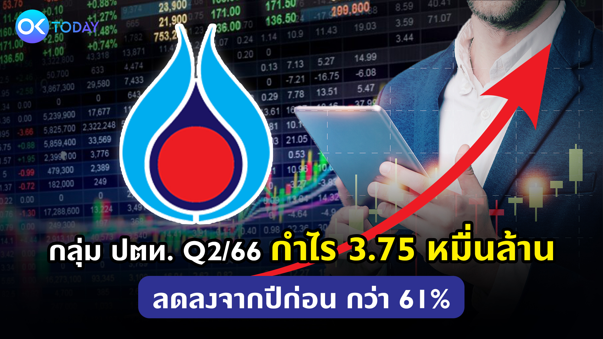 กลุ่ม ปตท. Q2/66 กำไร 3.75 หมื่นล้าน ลดลงจากปีก่อน กว่า 61%